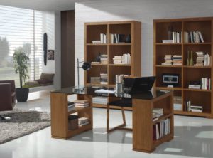 Mesa de despacho madera y cristal -Palisandro Interiorismo